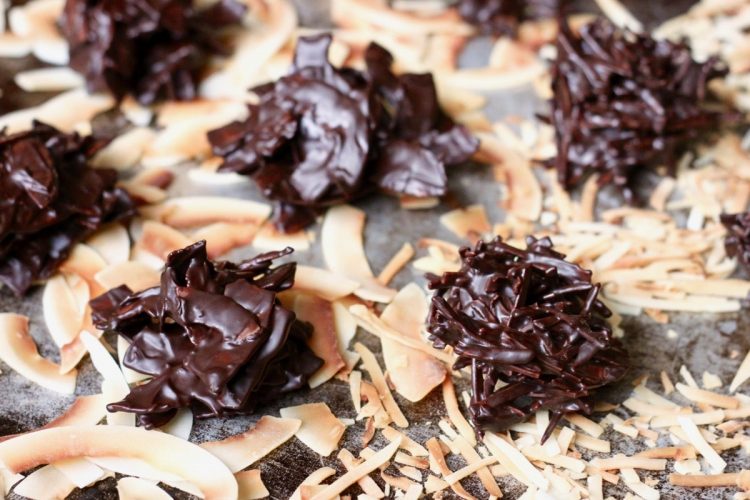 Dark Chocolate Coconut Haystacks - Feed Them Wisely